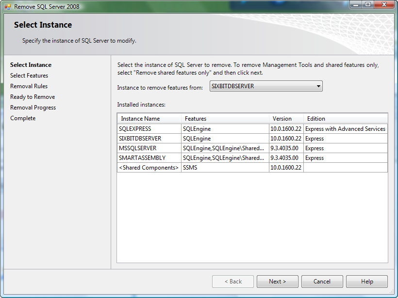 Uninstalling SQL Server 2008 R2 for SixBit Software - Knowledgebase - SixBit Software